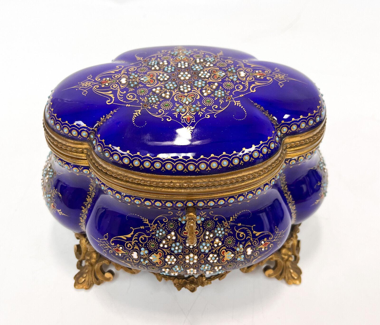 Maison Tahan Paris Gilt Bronze Porcelain Enamel Jeweled Vanity Box ...