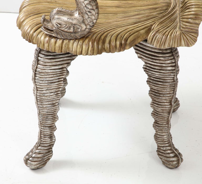 Maitland Smith Carved Grotto Chair with Dolphin Arms For Sale at 1stDibs