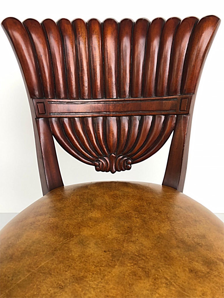 Maitland Smith Carved Wood Side Chairs, Nailhead Detail Trim, Pair For ...