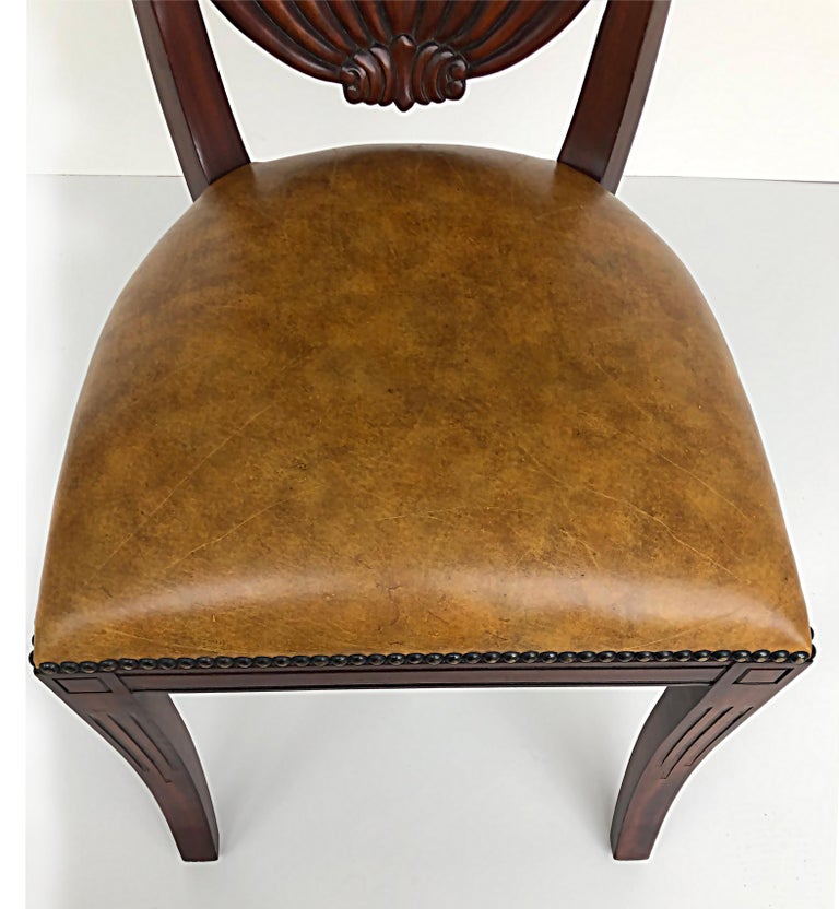 Maitland Smith Carved Wood Side Chairs, Nailhead Detail Trim, Pair For ...