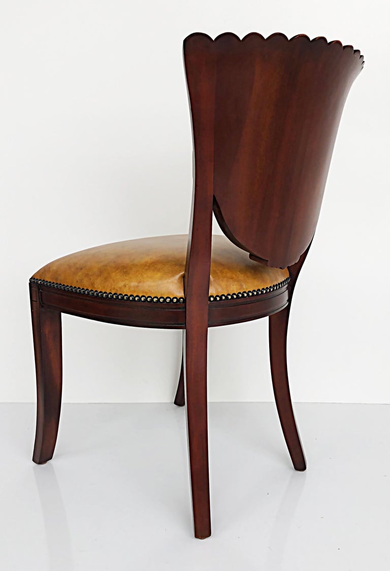 Maitland Smith Carved Wood Side Chairs, Nailhead Detail Trim, Pair For ...
