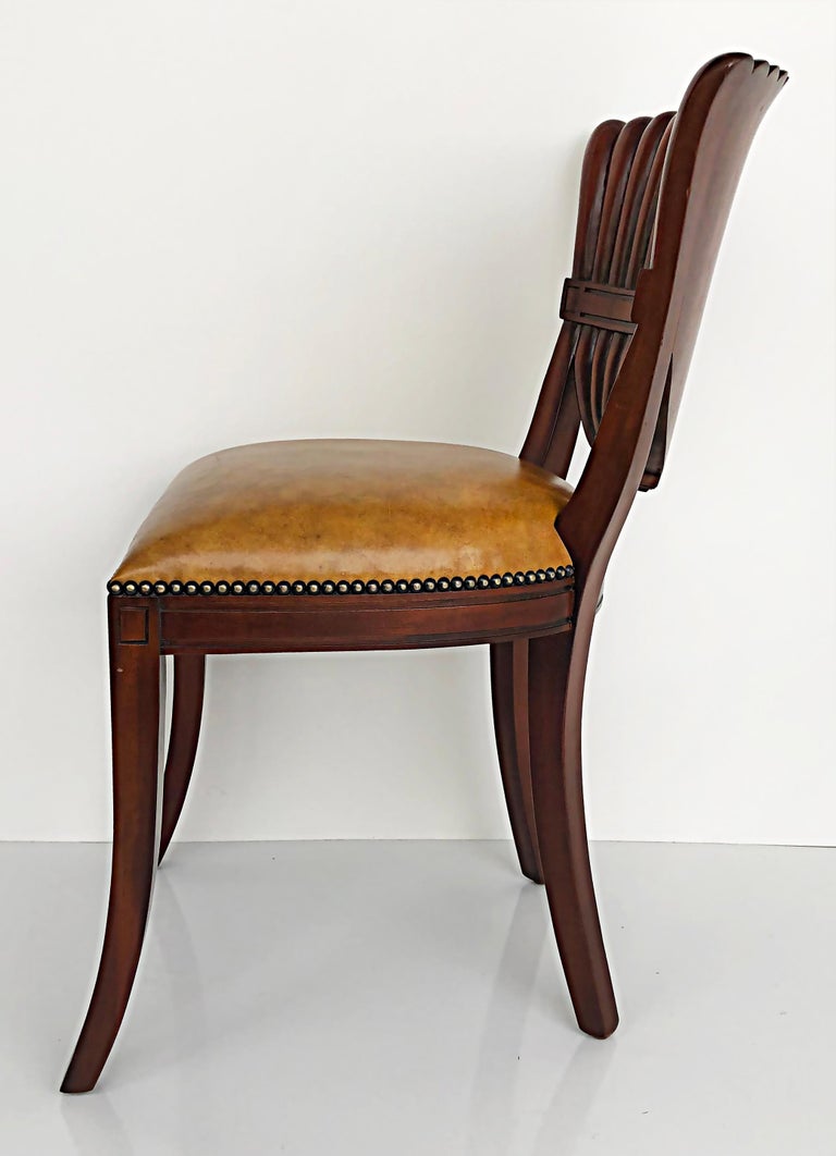 Maitland Smith Carved Wood Side Chairs, Nailhead Detail Trim, Pair For ...