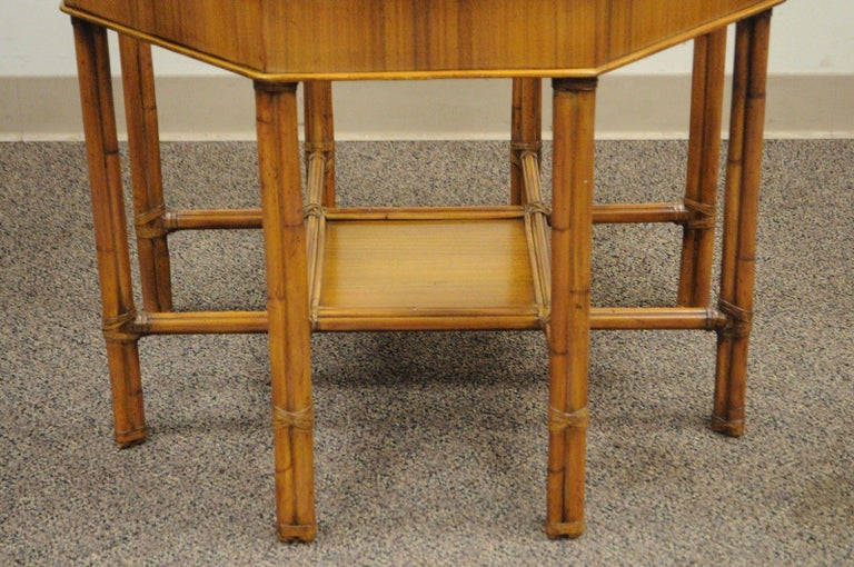 Maitland-Smith Chinese Chippendale Style Octagonal Mahogany Accent Side ...