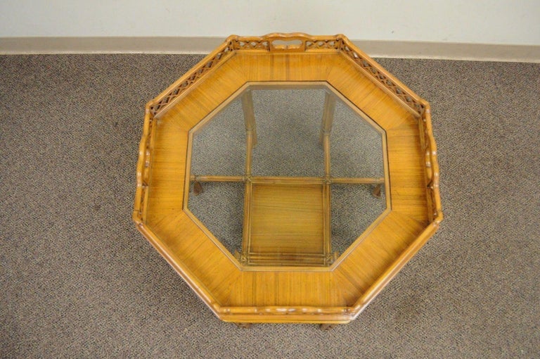 Maitland-Smith Chinese Chippendale Style Octagonal Mahogany Accent Side ...