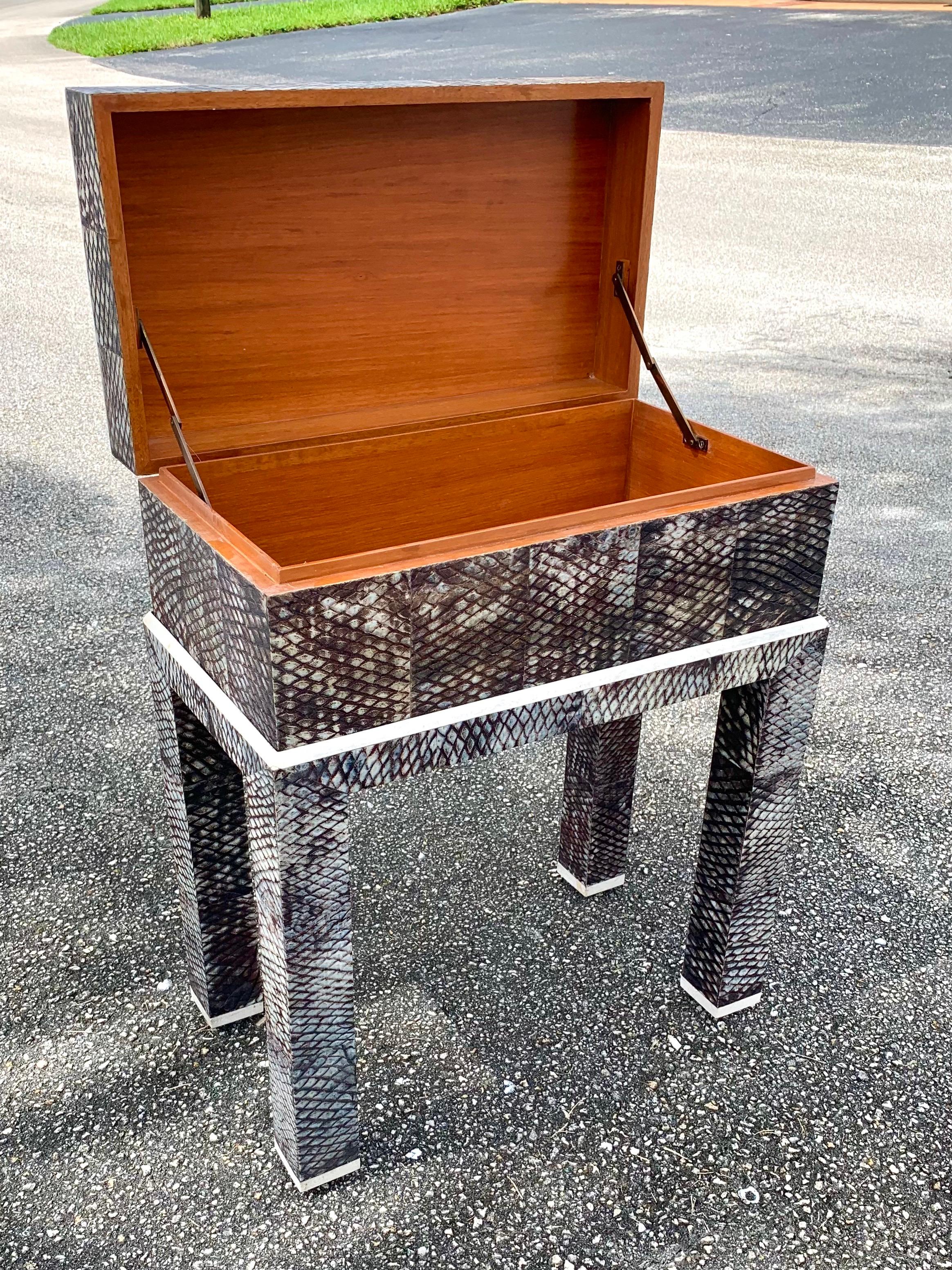 Maitland Smith Decorative Grey Snakeskin Box and Stand at 1stDibs ...