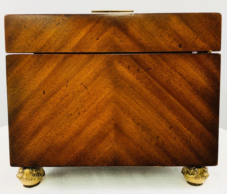 Maitland Smith Decorative Mahogany Wood Box with Brass Trim at 1stDibs