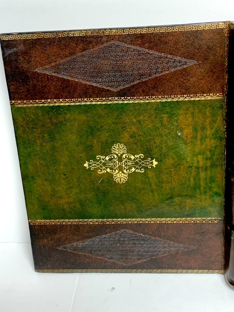 Maitland Smith Embossed Leather Book Motif Double Photograph Frame at ...