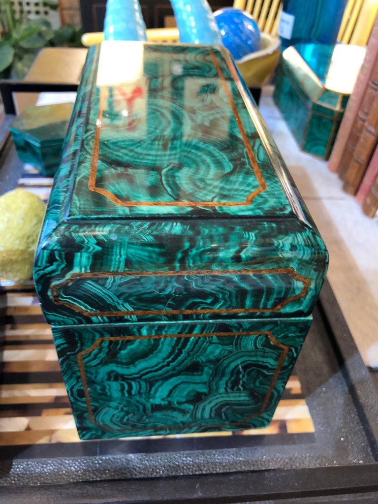 Maitland Smith Faux Malachite Box at 1stDibs