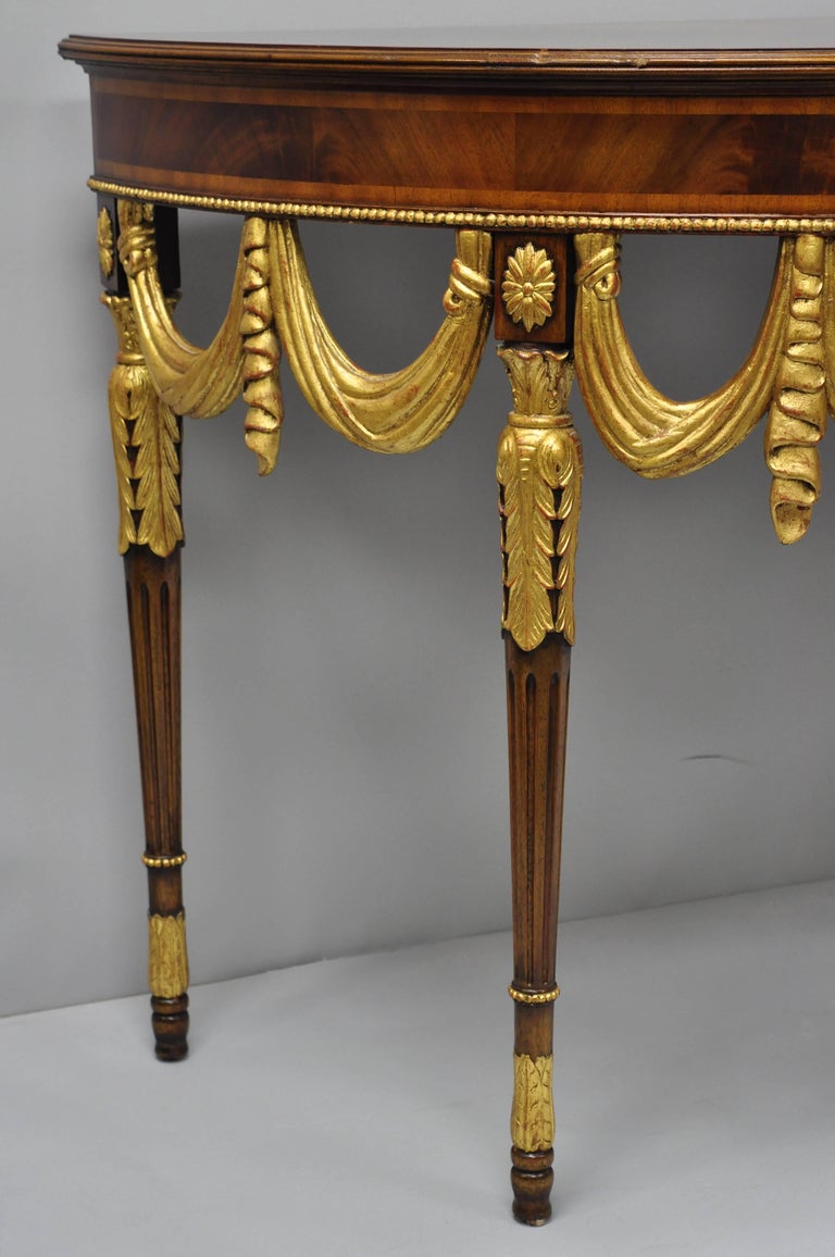 Maitland Smith Half Round Demilune Inlaid Console Table Regency Gold ...