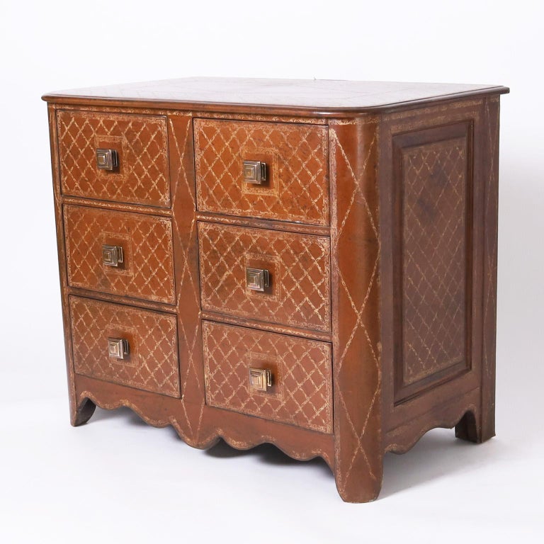 Maitland-Smith Leather Clad Chest or Commode For Sale at 1stDibs