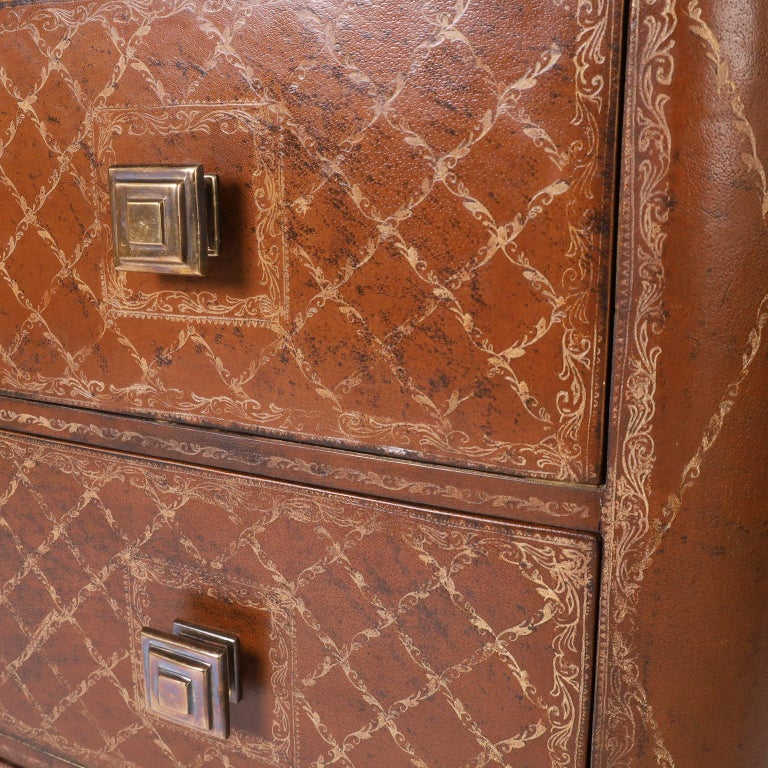 Maitland-Smith Leather Clad Chest or Commode For Sale at 1stDibs