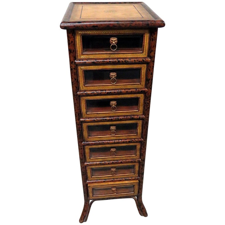 Maitland-Smith Leather Embossed Lingerie Chest at 1stDibs