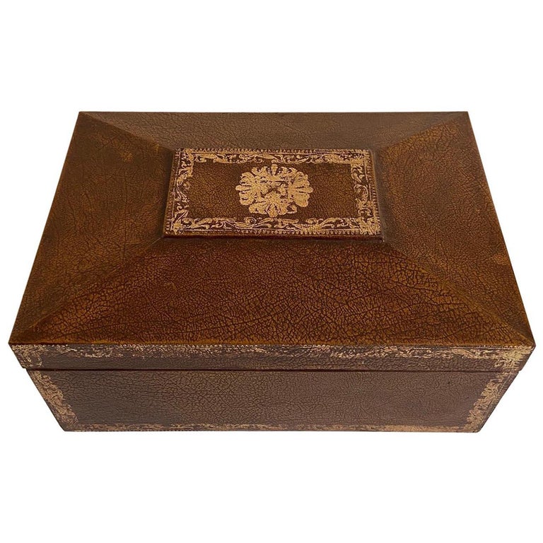 Maitland Smith Leather Wrapped Lidded Jewelry Box For Sale at 1stDibs