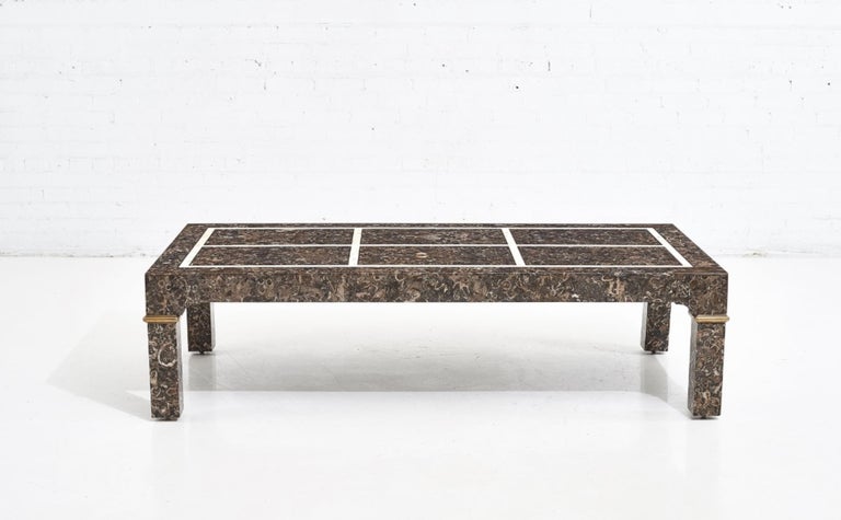Maitland Smith Marble Brass Coffee Table, 1970 For Sale at 1stDibs