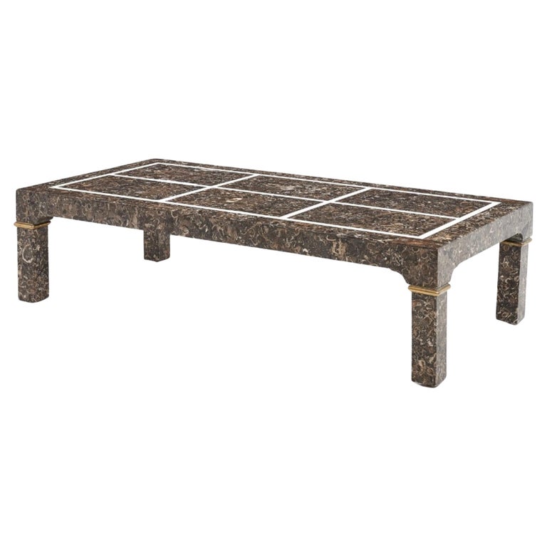 Maitland Smith Marble Brass Coffee Table, 1970 For Sale at 1stDibs