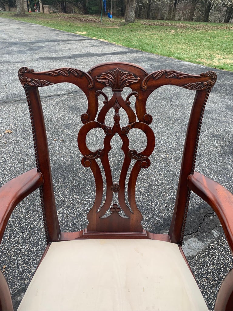 Maitland Smith Massachusetts Mahogany Chippendale Dining Chairs, Set of ...