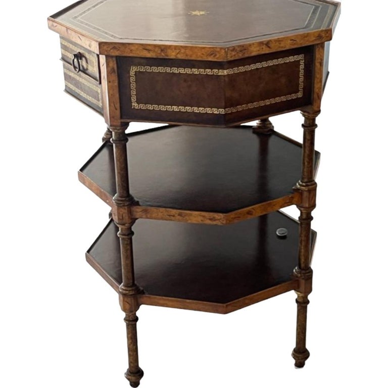 Maitland Smith Octagon Accent Table with a Drawer and 2 Shelves For ...