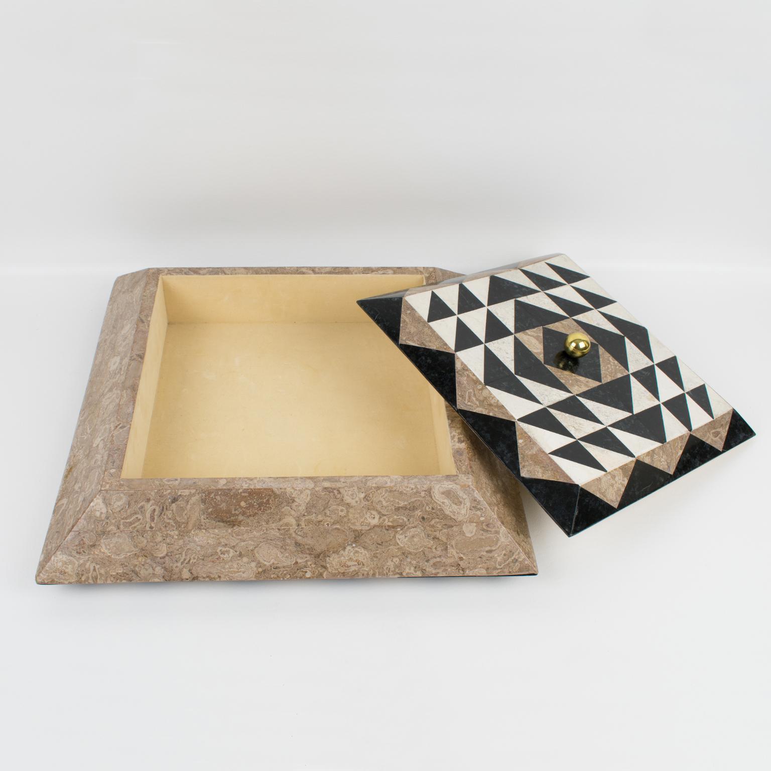 Maitland-Smith Oversized Tessellated Marble Stone Box For Sale at 1stDibs