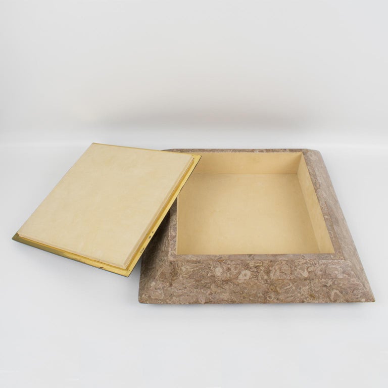Maitland-Smith Oversized Tessellated Marble Stone Box For Sale at 1stDibs