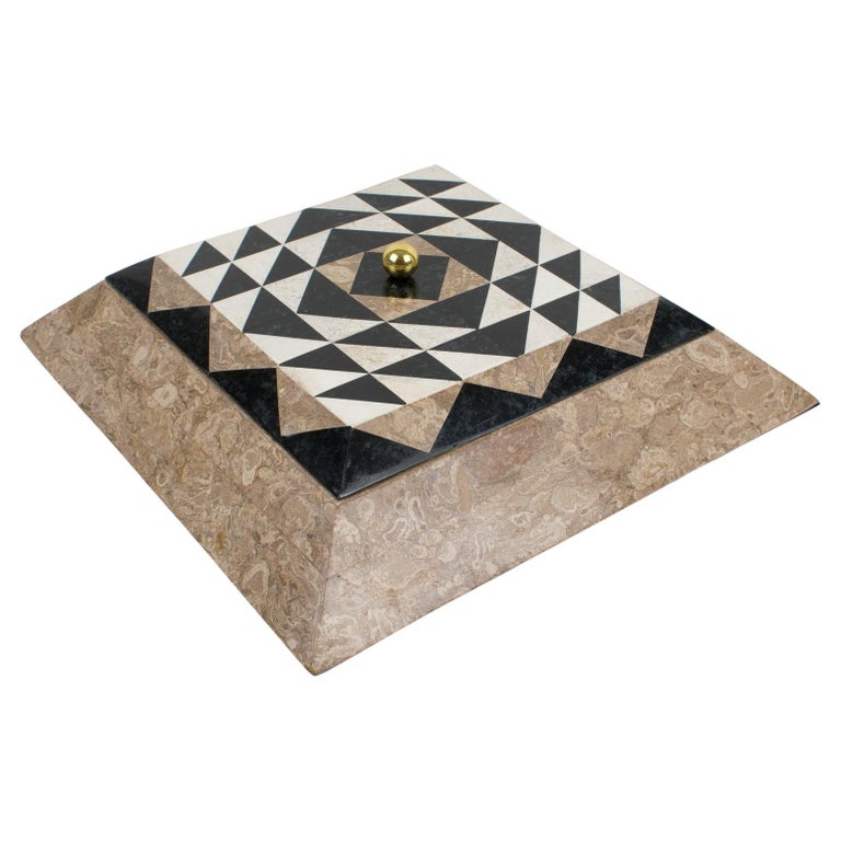 Maitland-Smith Oversized Tessellated Marble Stone Box For Sale at 1stDibs