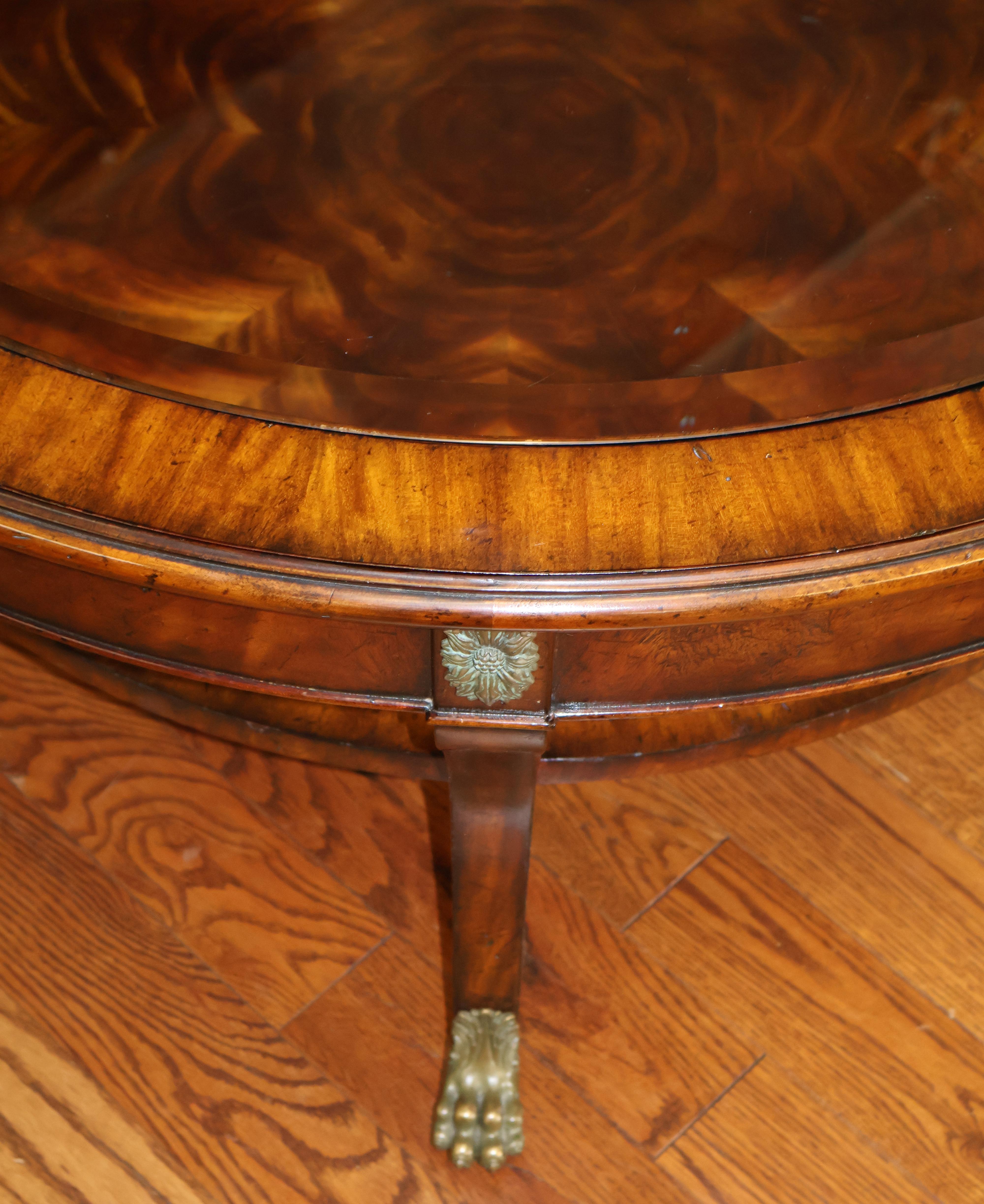 Maitland Smith Regency Style Mahogany Round Glass Top Cocktail Coffee ...