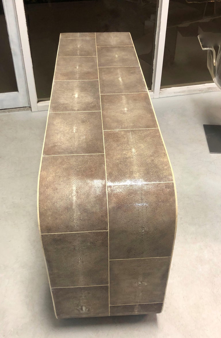Maitland Smith Shagreen Waterfall Console Table at 1stDibs