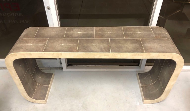 Maitland Smith Shagreen Waterfall Console Table at 1stDibs
