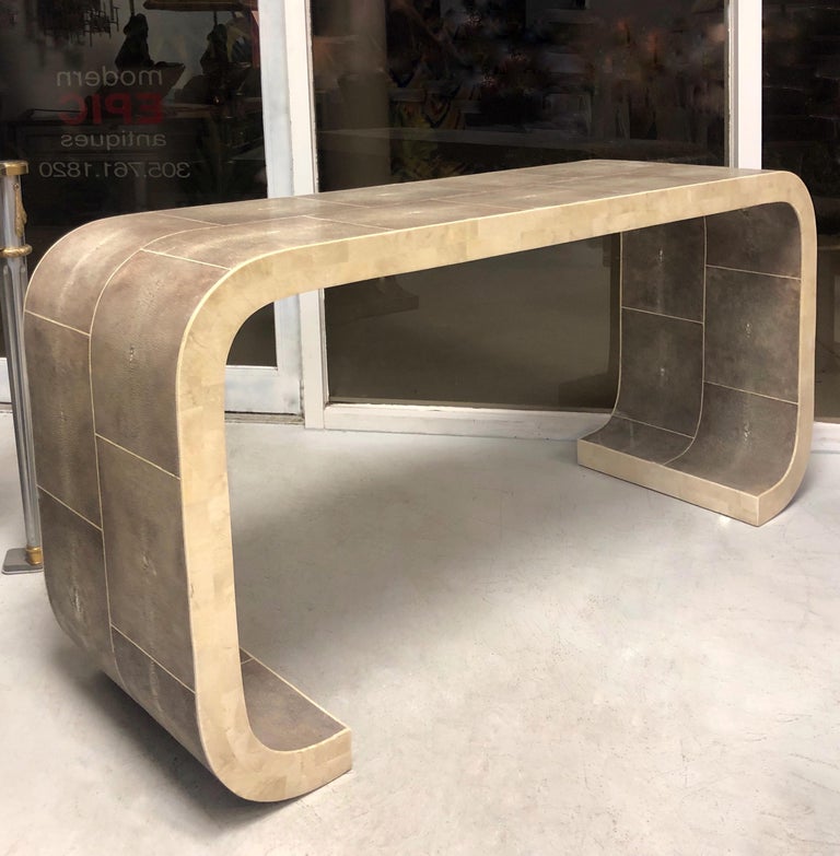 Maitland Smith Shagreen Waterfall Console Table at 1stDibs