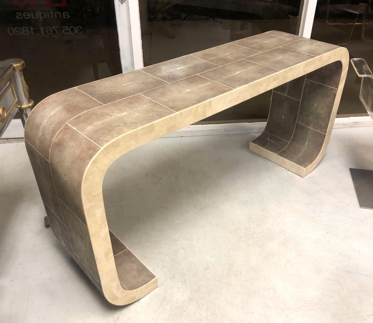 Maitland Smith Shagreen Waterfall Console Table at 1stDibs