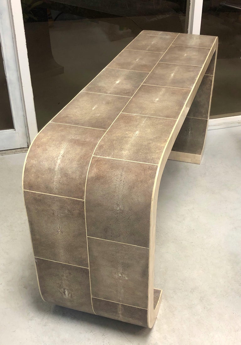 Maitland Smith Shagreen Waterfall Console Table at 1stDibs