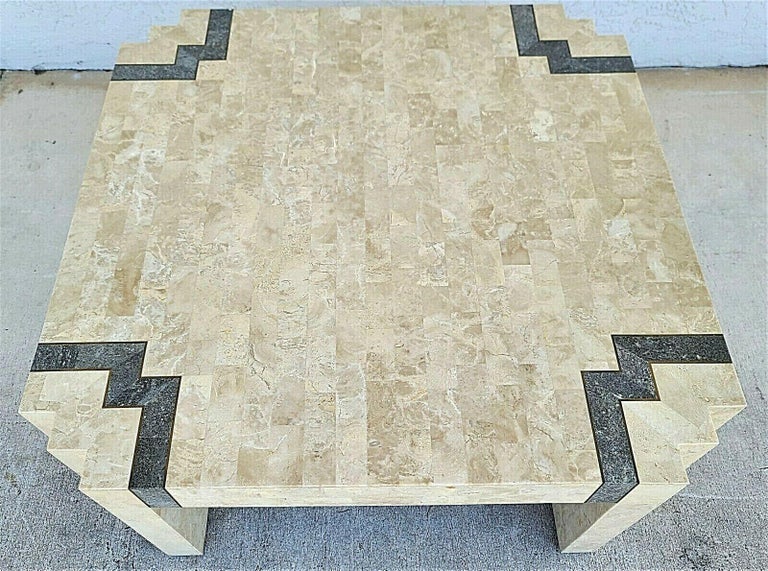 Maitland Smith Style 2 Tone Tessellated Stone Brass Inlay Coffee ...