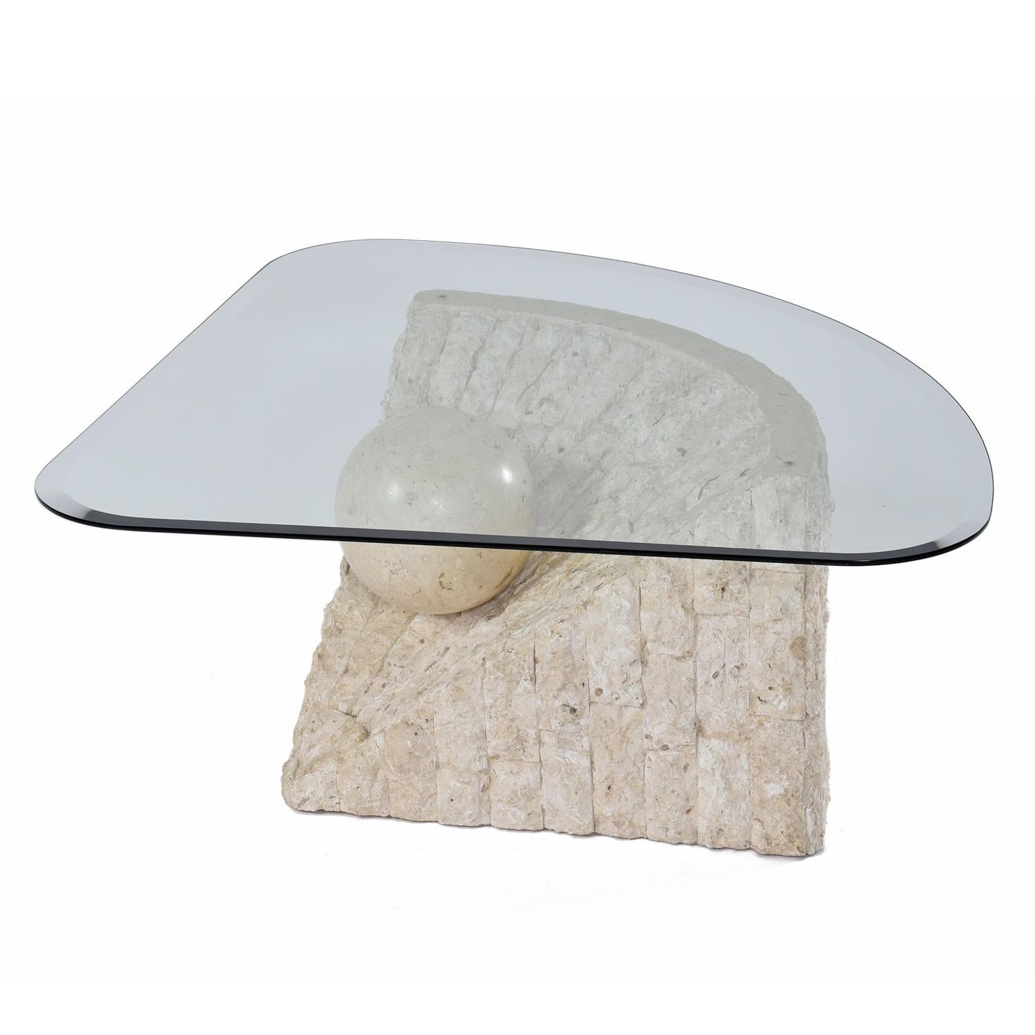 Maitland Smith Style Mactan Tessellated Stone Orb Wedge Coffee or ...