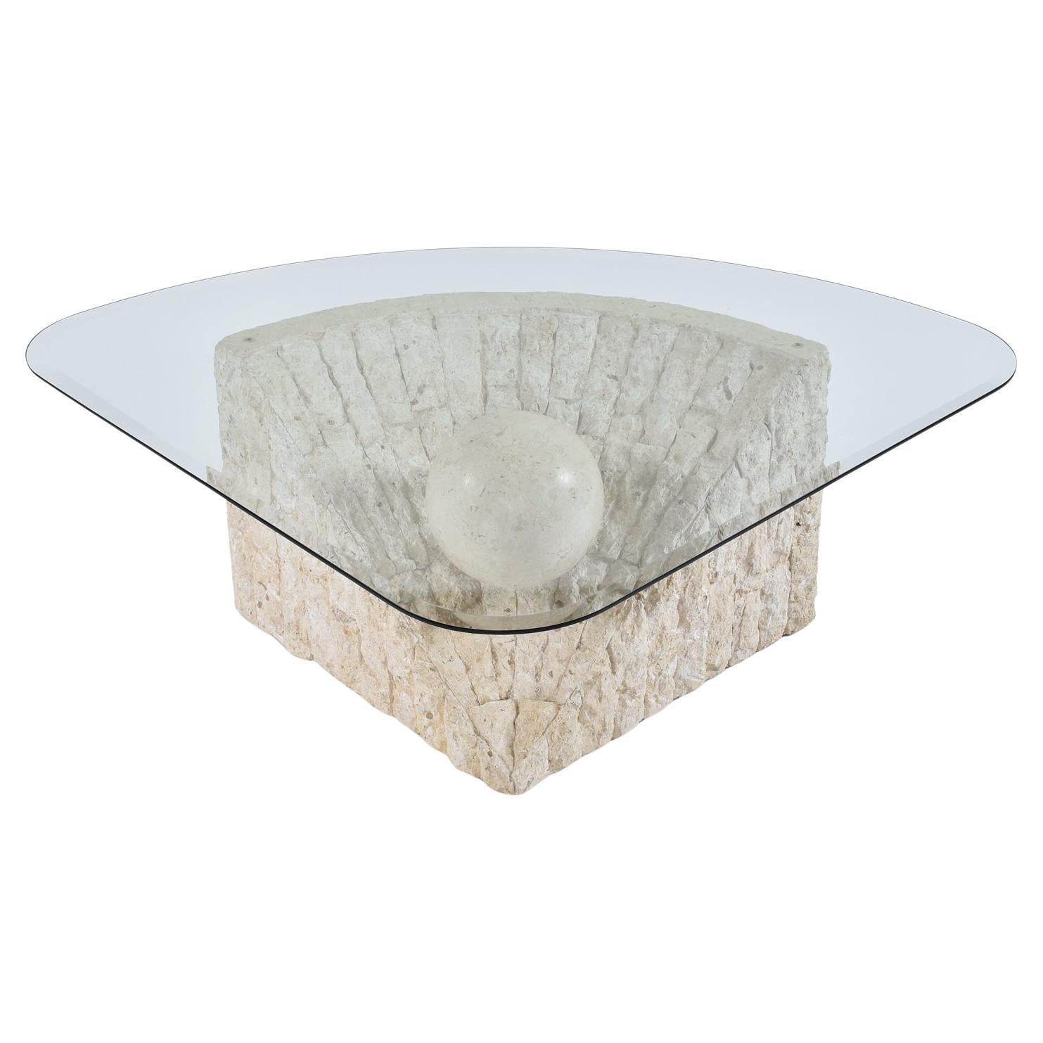 Maitland Smith Style Mactan Tessellated Stone Orb Wedge Coffee or ...
