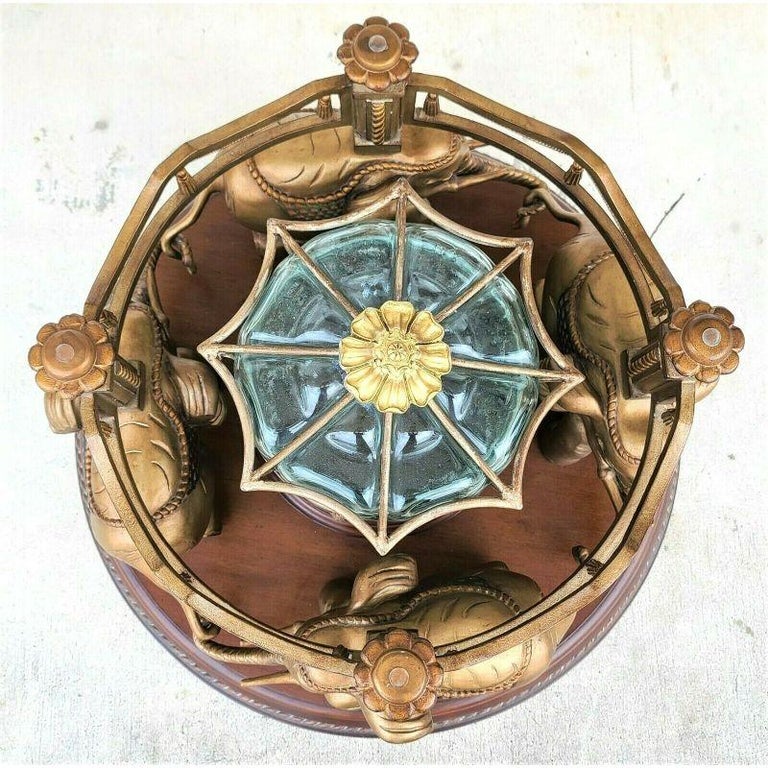 Maitland Smith Style Rotating Elephant Carousel Glass Top Coffee ...