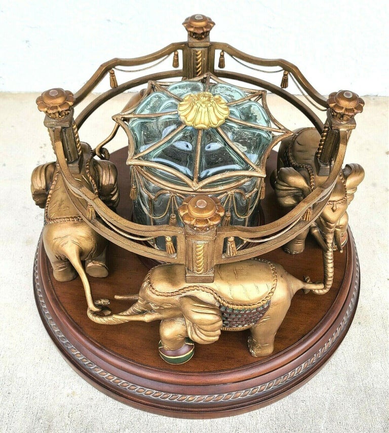 Maitland Smith Style Rotating Elephant Carousel Glass Top Coffee ...