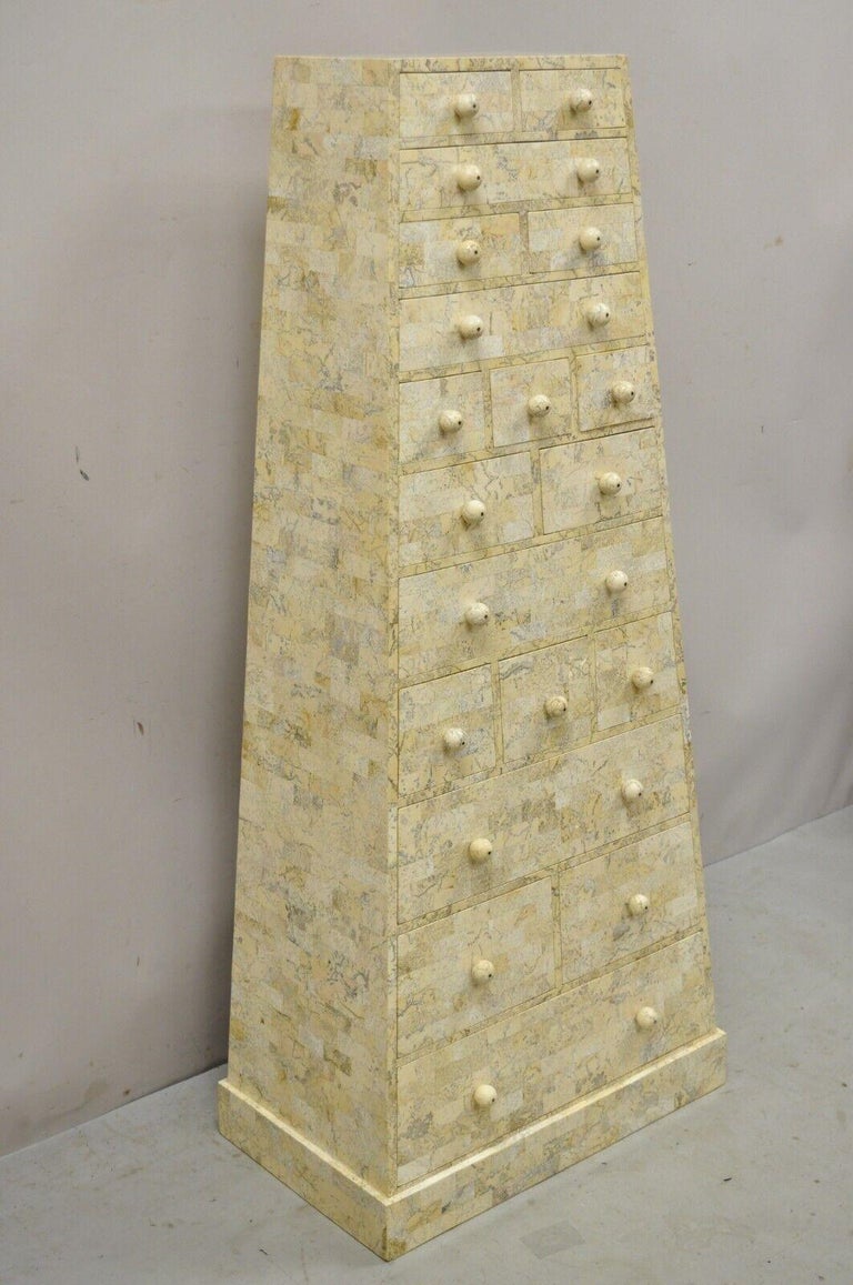 Maitland Smith Tessellated Marble Stone Modern Pyramid Chest of Drawers ...