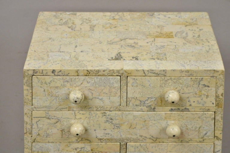Maitland Smith Tessellated Marble Stone Modern Pyramid Chest of Drawers ...