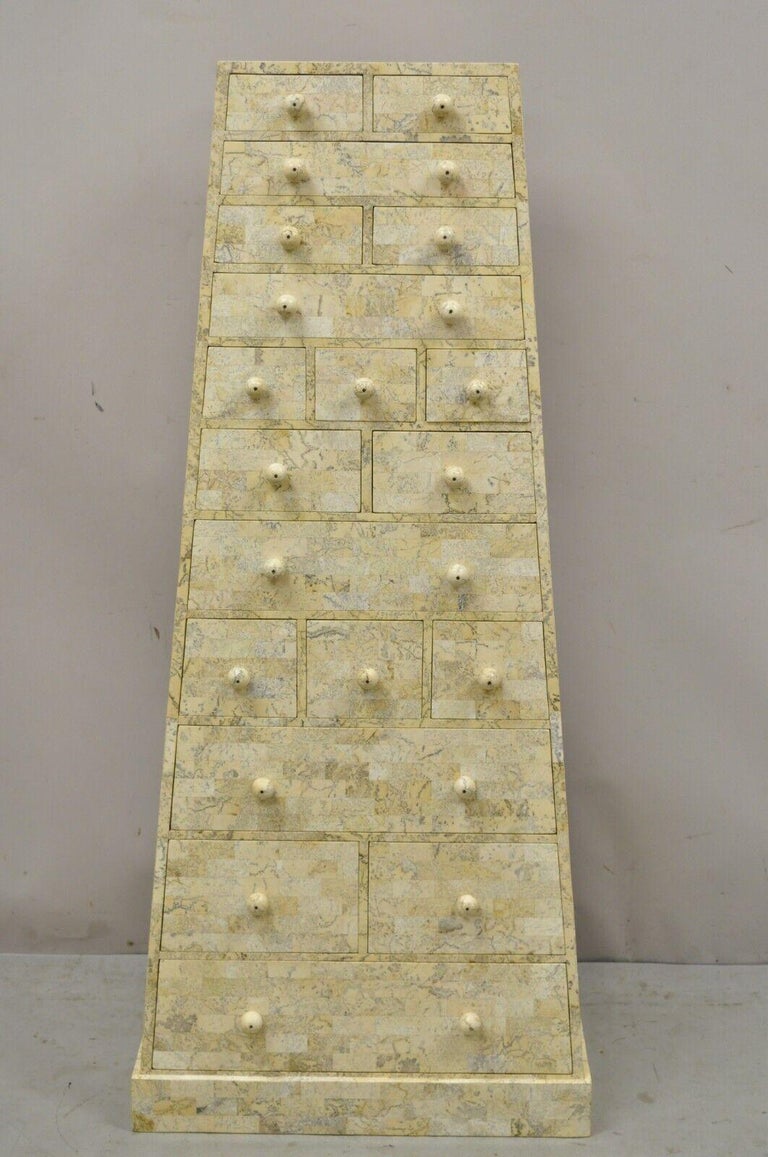 Maitland Smith Tessellated Marble Stone Modern Pyramid Chest of Drawers ...