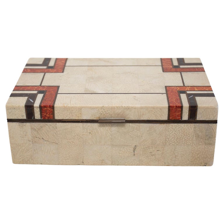Maitland-Smith Tessellated Stone Box For Sale at 1stDibs