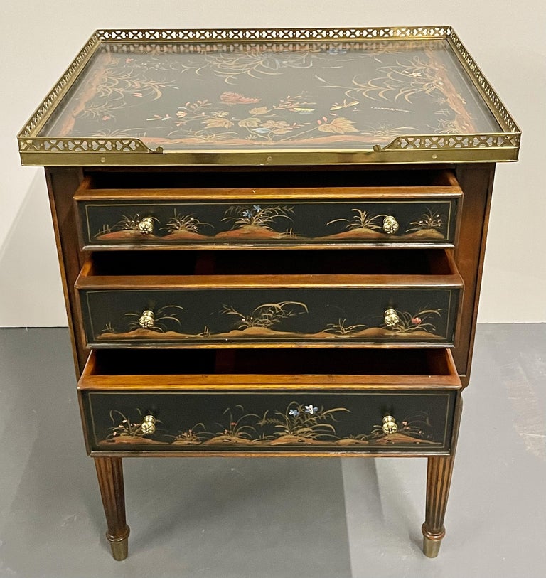 Maitland Smith Three Drawer Chest, Commode, End Table, Painted For Sale ...