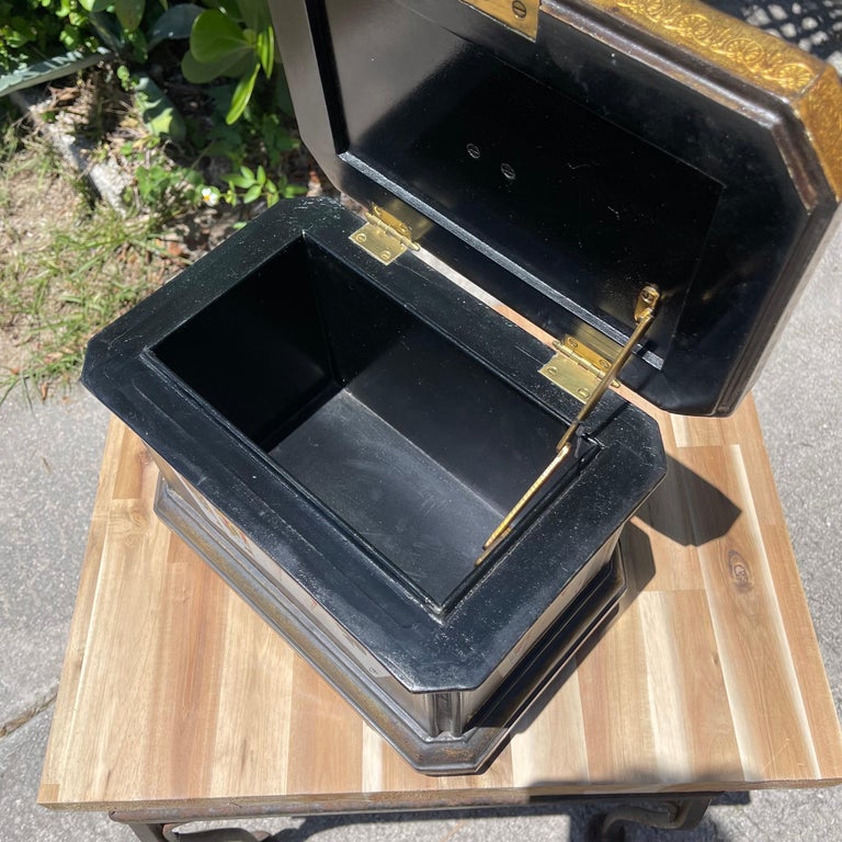 Maitland Smith Tooled Leather Hand Painted Poker Themed Box with Brass ...