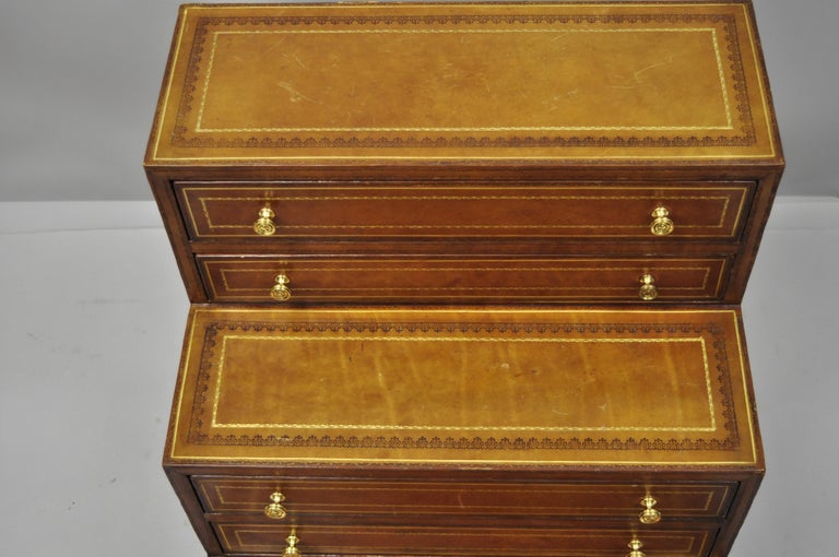 Maitland Smith Tooled Leather Wrapped English Style Library Step Side ...