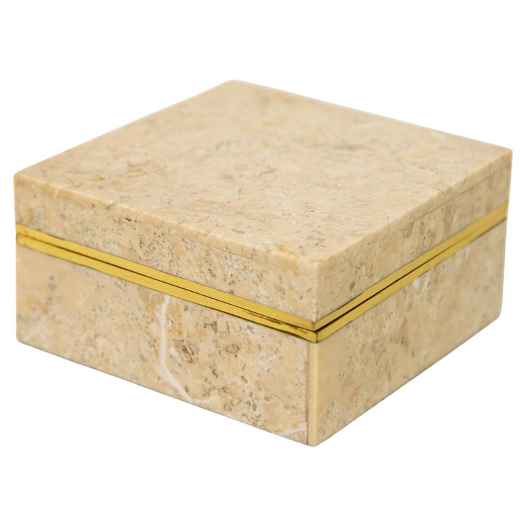Maitland Smith Vintage Tessellated Stone Travertine Box 1970's For Sale ...