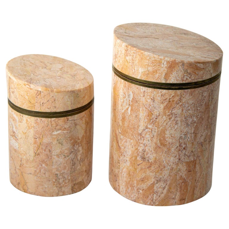 Maitland Smith Vintage Tessellated Stone Travertine Boxes 1970's Set of ...