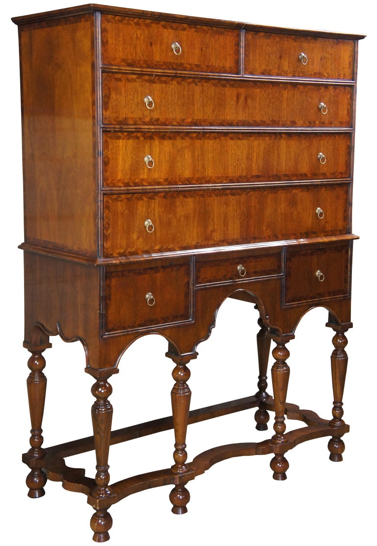 Maitland Smith William and Mary Mahogany Highboy Tall Chest of Drawers ...