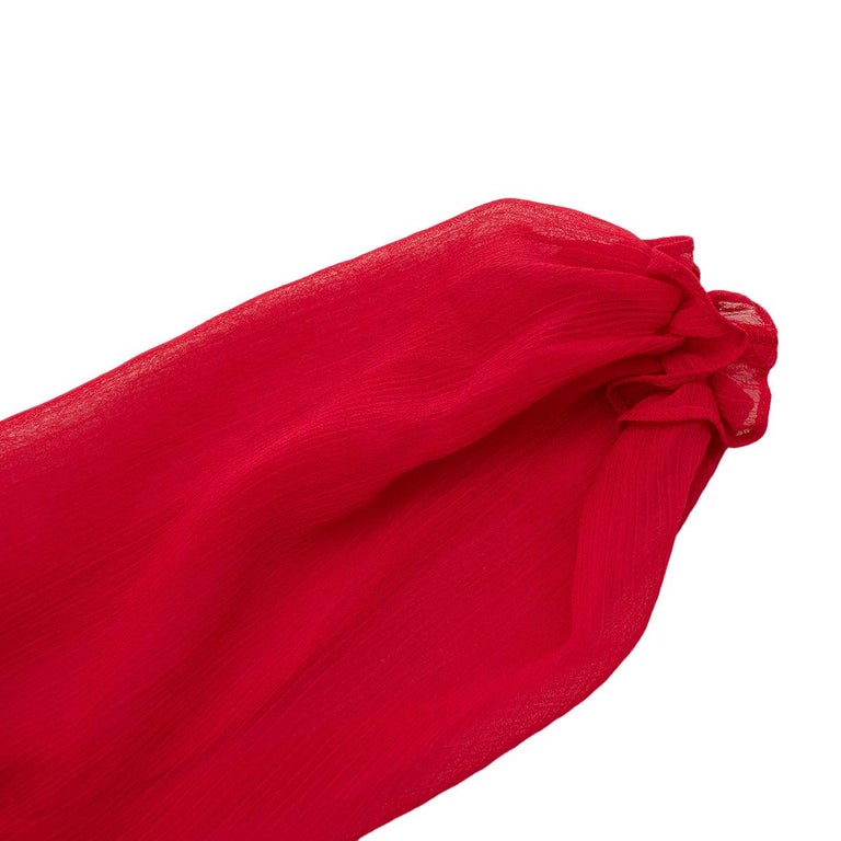 Maje Red Long Muslin Dress with Ruffles - Size M For Sale at 1stDibs ...
