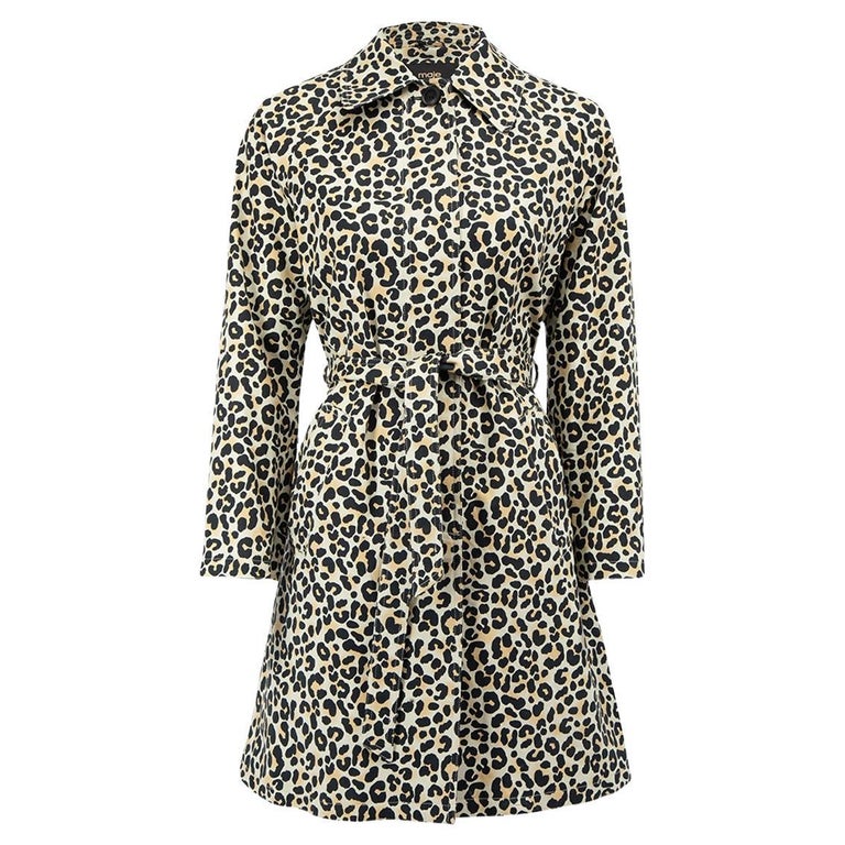 Maje Women's Leopard Print Belted Coat For Sale at 1stDibs