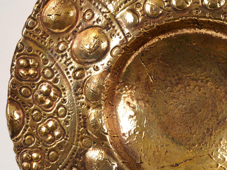 Majestic 24 Kt Gold Luster Ceramic Plate Blow Dish Centerpiece Handmade ...