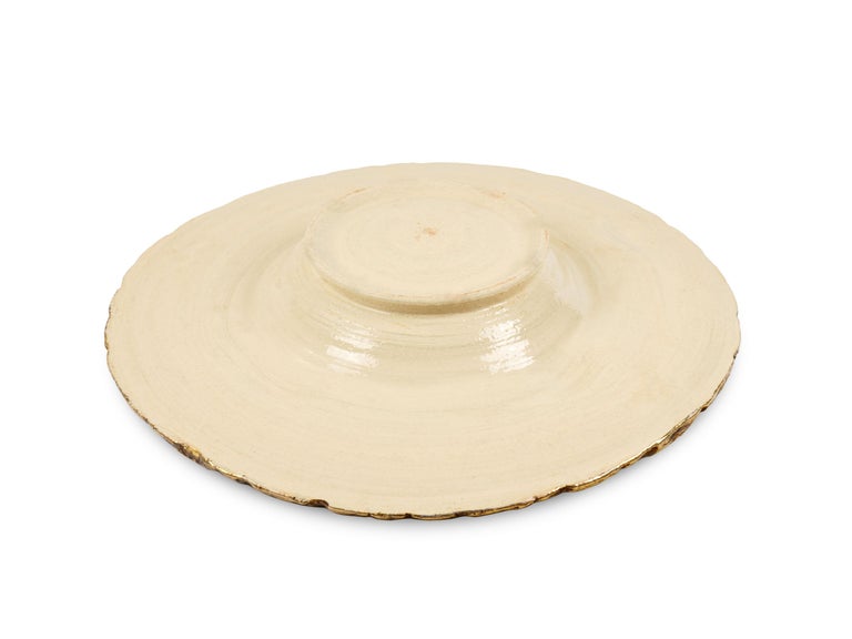Majestic 24 Kt Gold Luster Ceramic Plate Blow Dish Centerpiece Handmade ...