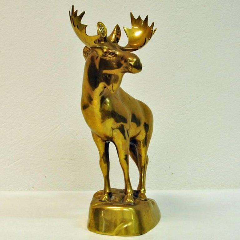 Majestic Brass Moose Figurine Statue at 1stDibs